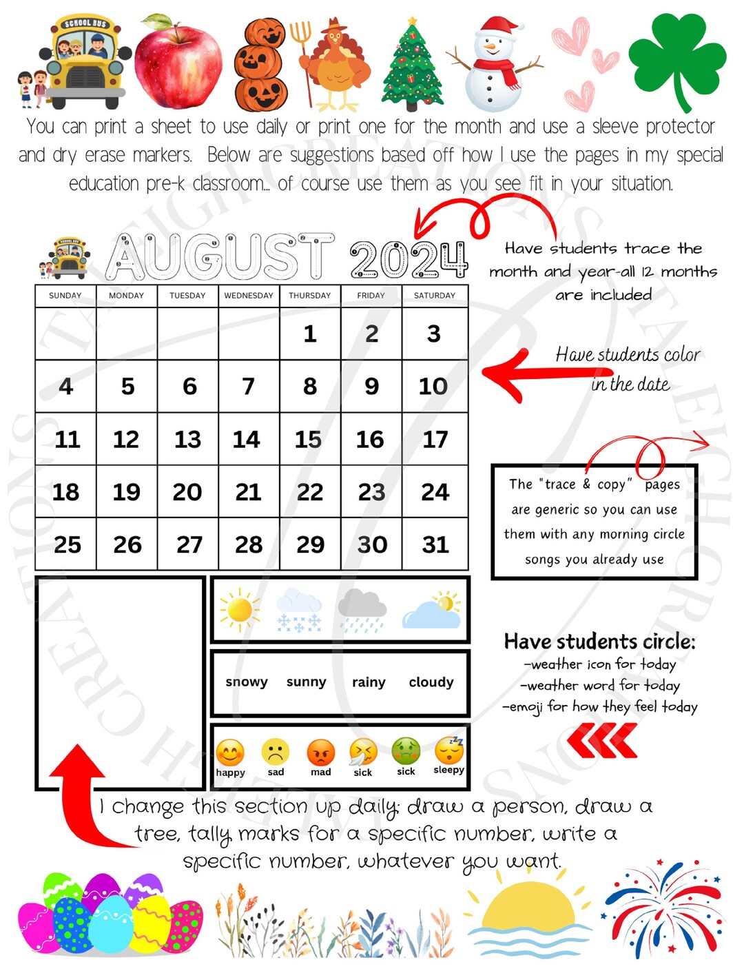2024-2025 Calendar / Morning Circle Activities Fine Motor Journal ...