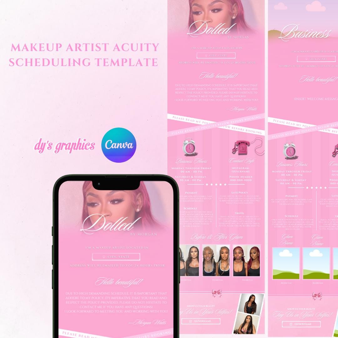 Acuity Scheduling Template for Makeup Artist, Canva Editable - Etsy