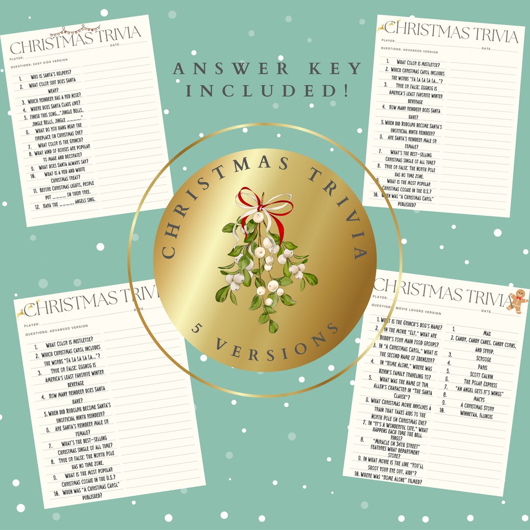 Christmas Trivia Game, Christmas Party Games, Festive Season ...