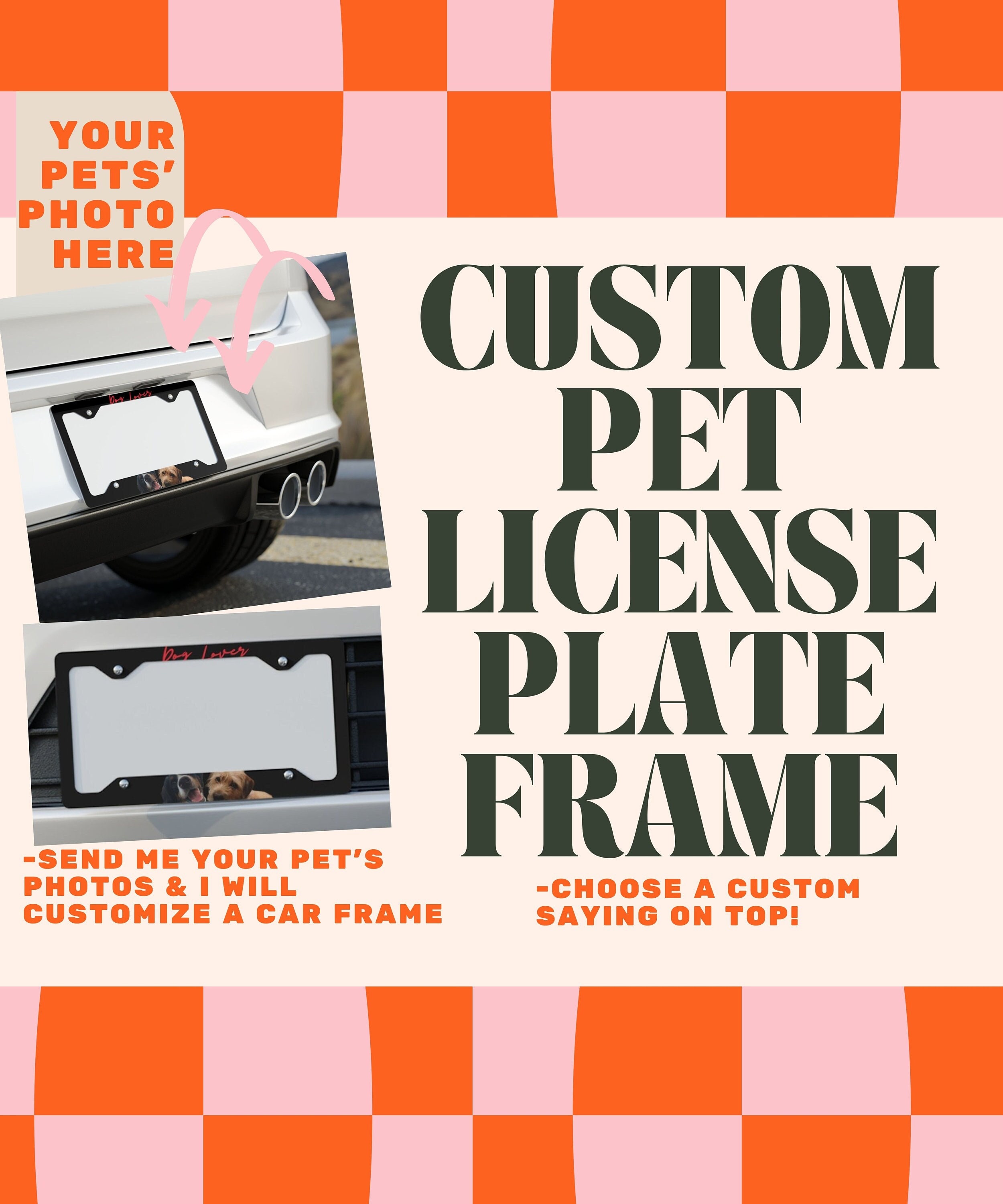 Custom Pet License Plate Holder - Personalized Metal Frame for Pet ...