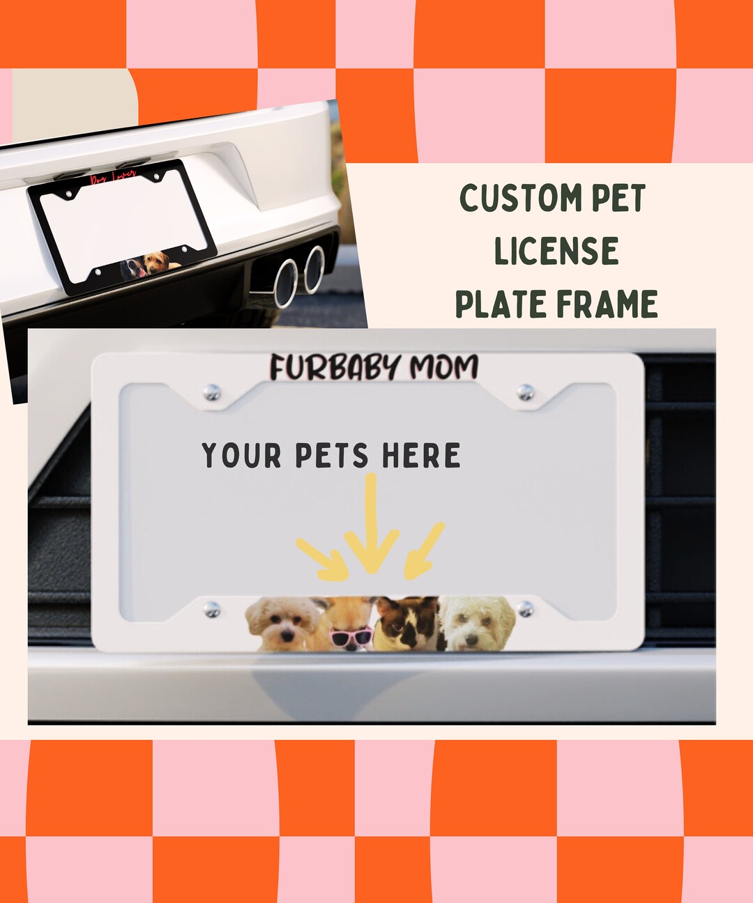 Custom Pet License Plate Holder - Personalized Metal Frame for Pet ...