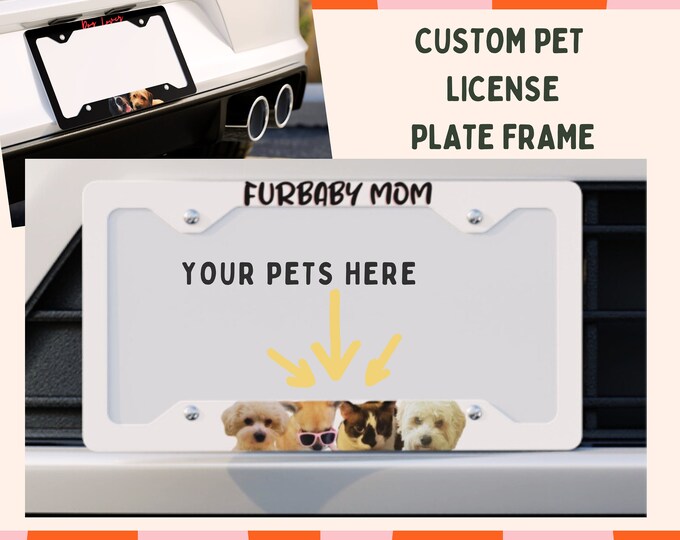 Custom Pet License Plate Holder - Personalized Metal Frame for Pet ...
