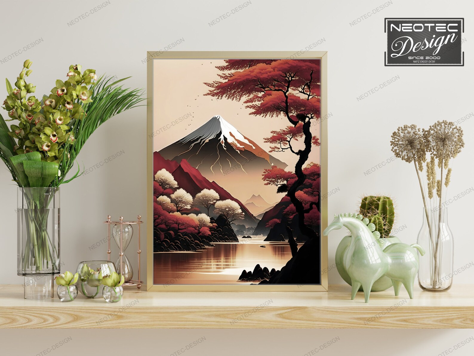 SET OF 2 POSTERS Ukiyo-e Style Asian Landscape Art Fuji - Etsy