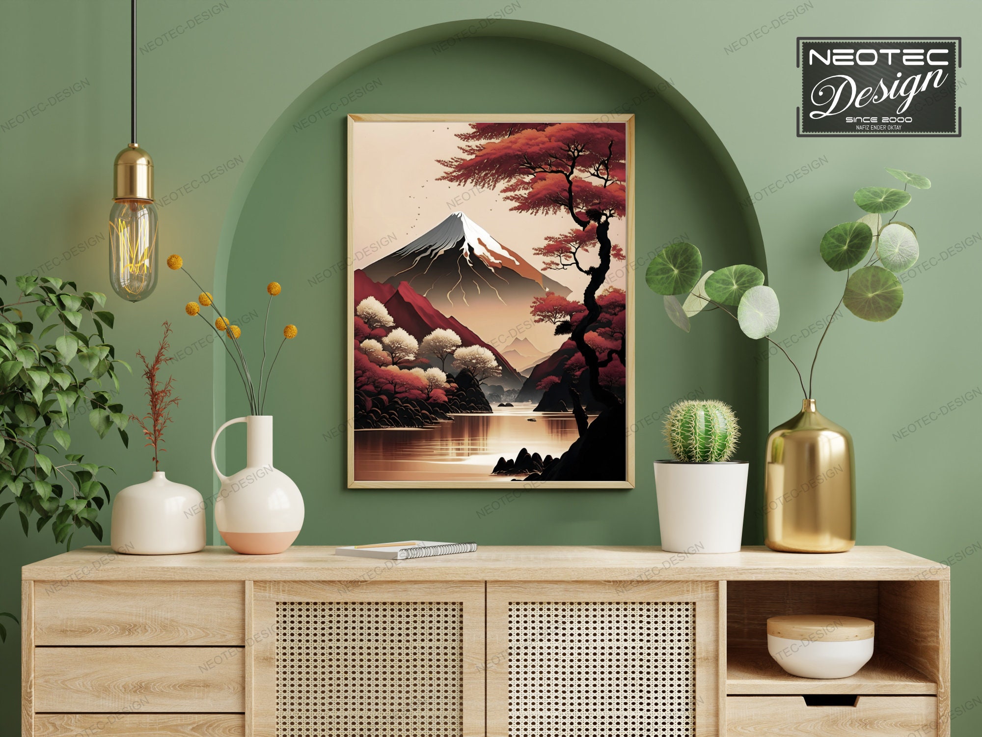 SET OF 2 POSTERS Ukiyo-e Style Asian Landscape Art Fuji - Etsy