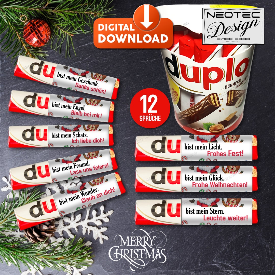 24 er SET mit X-MAS Sprüchen und I Love You, Duplo Banderolen zum Download, Duplo Geschenkbox ...