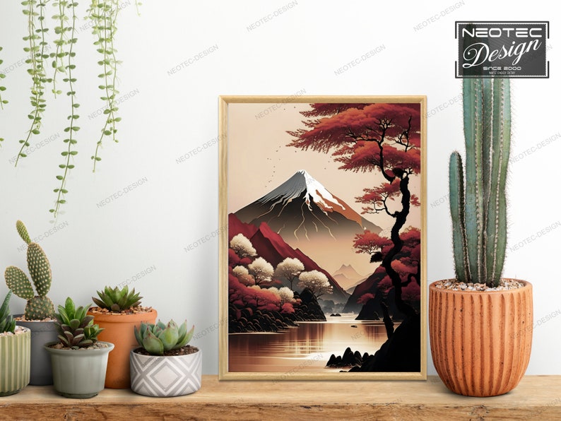 SET OF 2 POSTERS Ukiyo-e Style Asian Landscape Art Fuji - Etsy