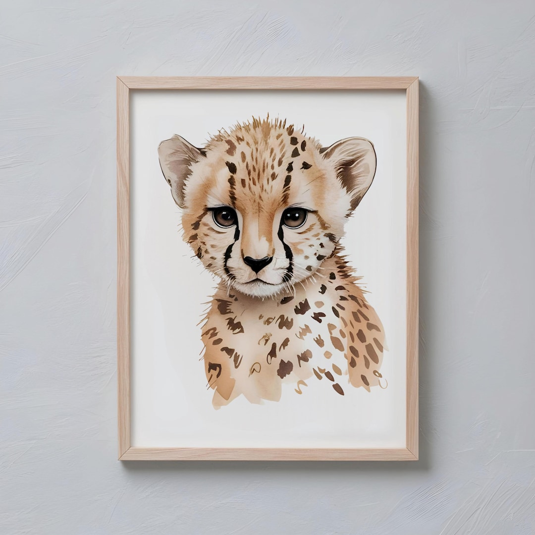Watercolor Baby Leopard Painting Printable File, Nursery Wall Art Decor ...