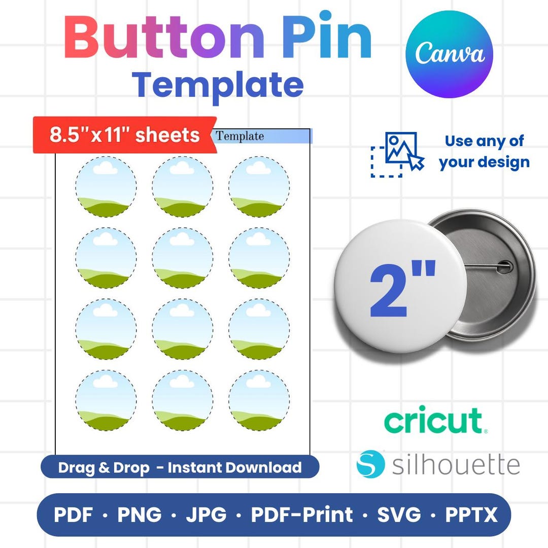 2" Button Pin Template: Badge Circle SVG, PNG, PDF (digital Download ...