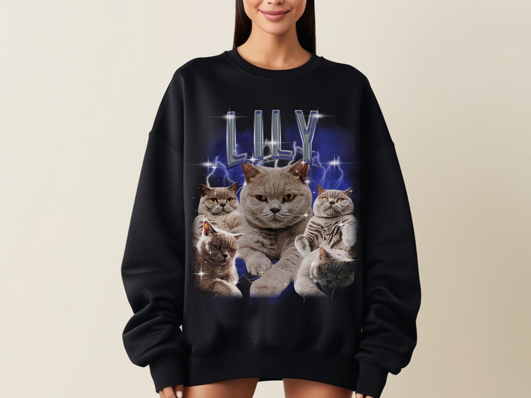 Custom Bootleg Rap Tee, Vintage Pet Sweatshirt, Pet Photo + Name Custom ...