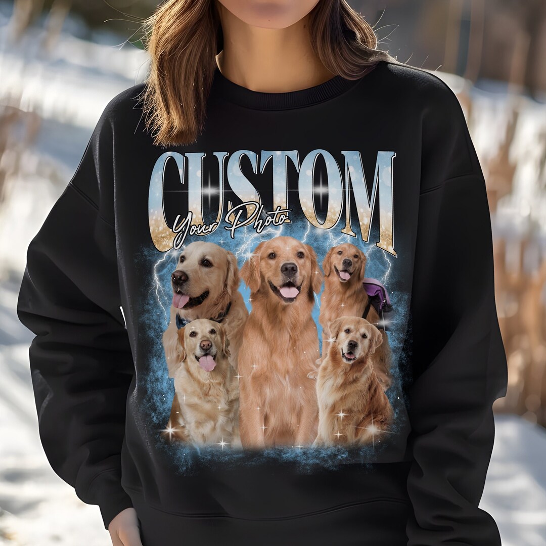 Custom Bootleg Rap Tee, Vintage Pet Sweatshirt, Pet Photo + Name Custom ...