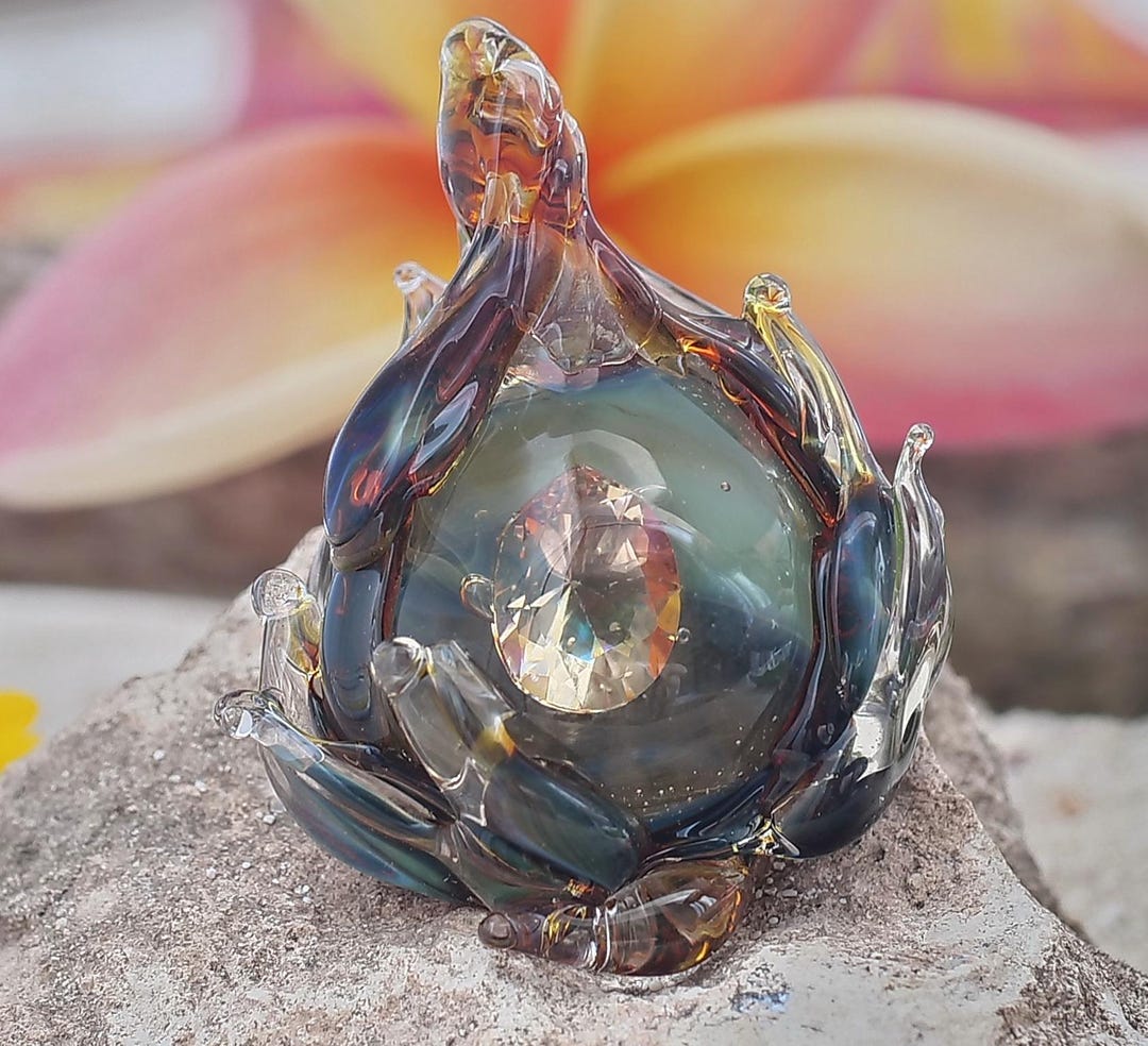 Spirit of Fire Crystal Necklace Glass Art - Etsy