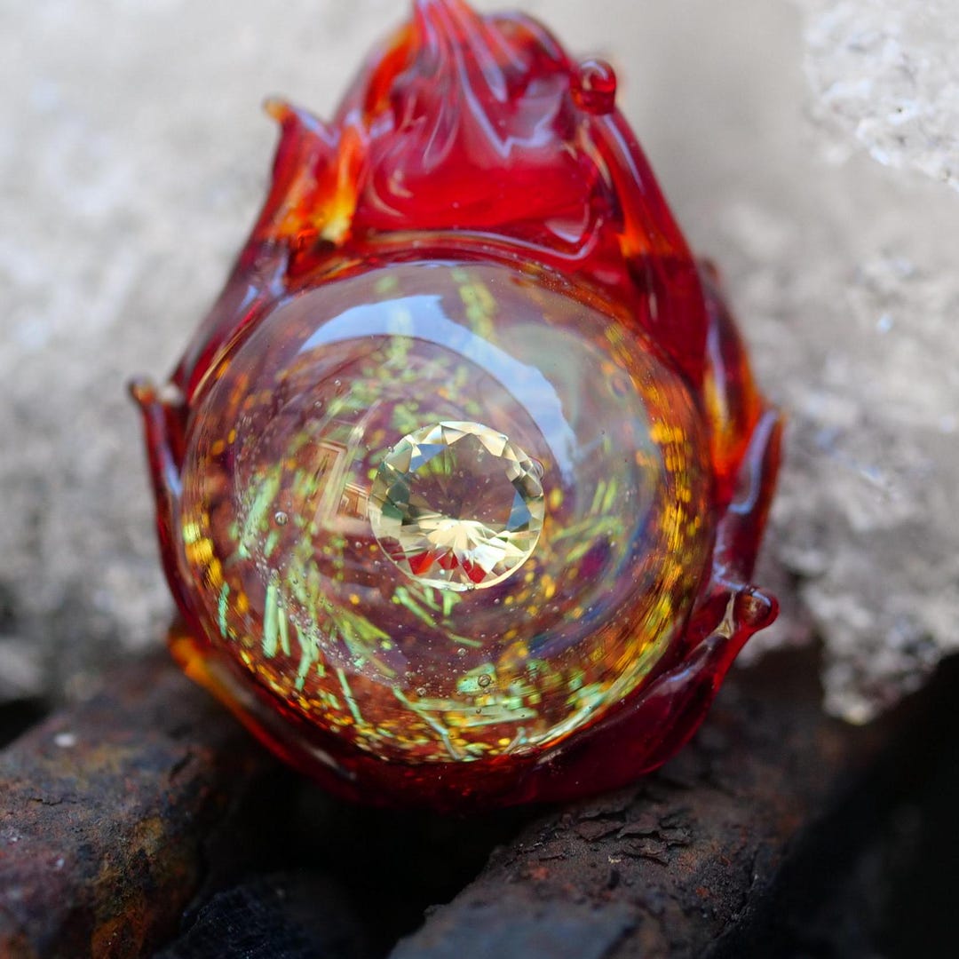 Crimson Ember Crystal Necklace Glass Art - Etsy