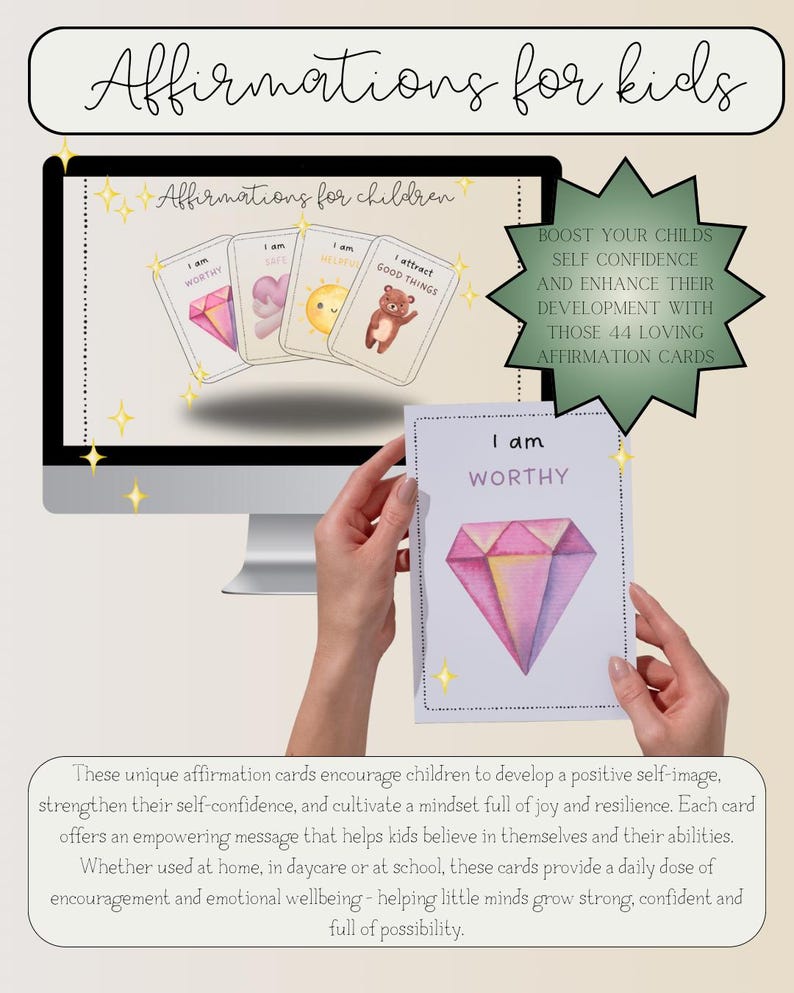 44 AFFIRMATION CARDS for Children - Etsy