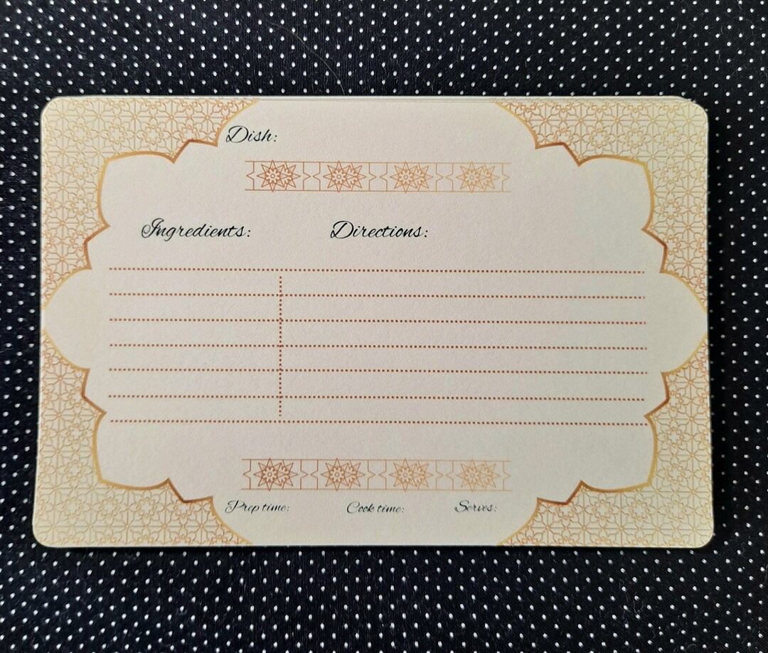 Gold Filigree Recipe Cards, 20 - Etsy