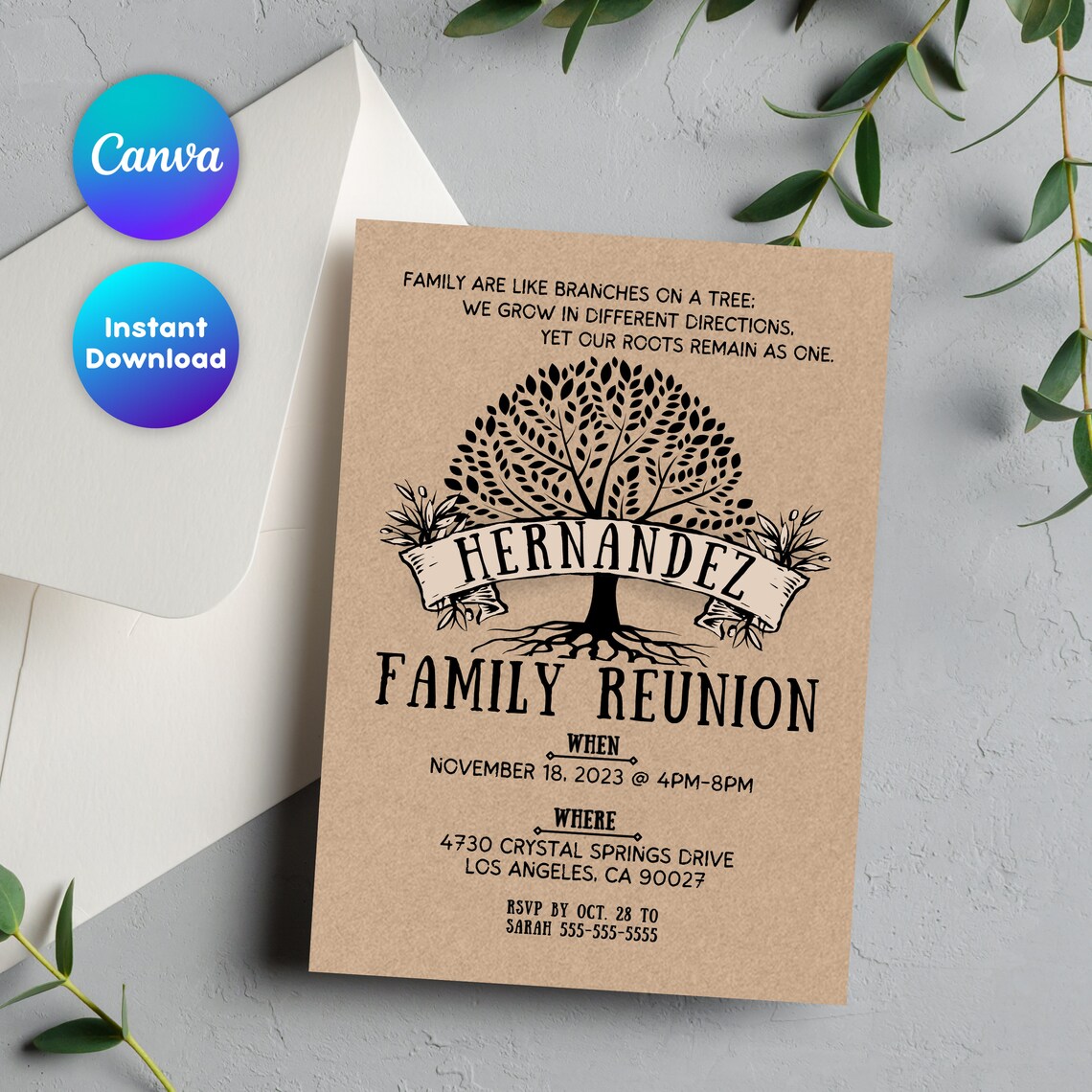 Family Reunion Editable Invitation Template, Customizable Family ...