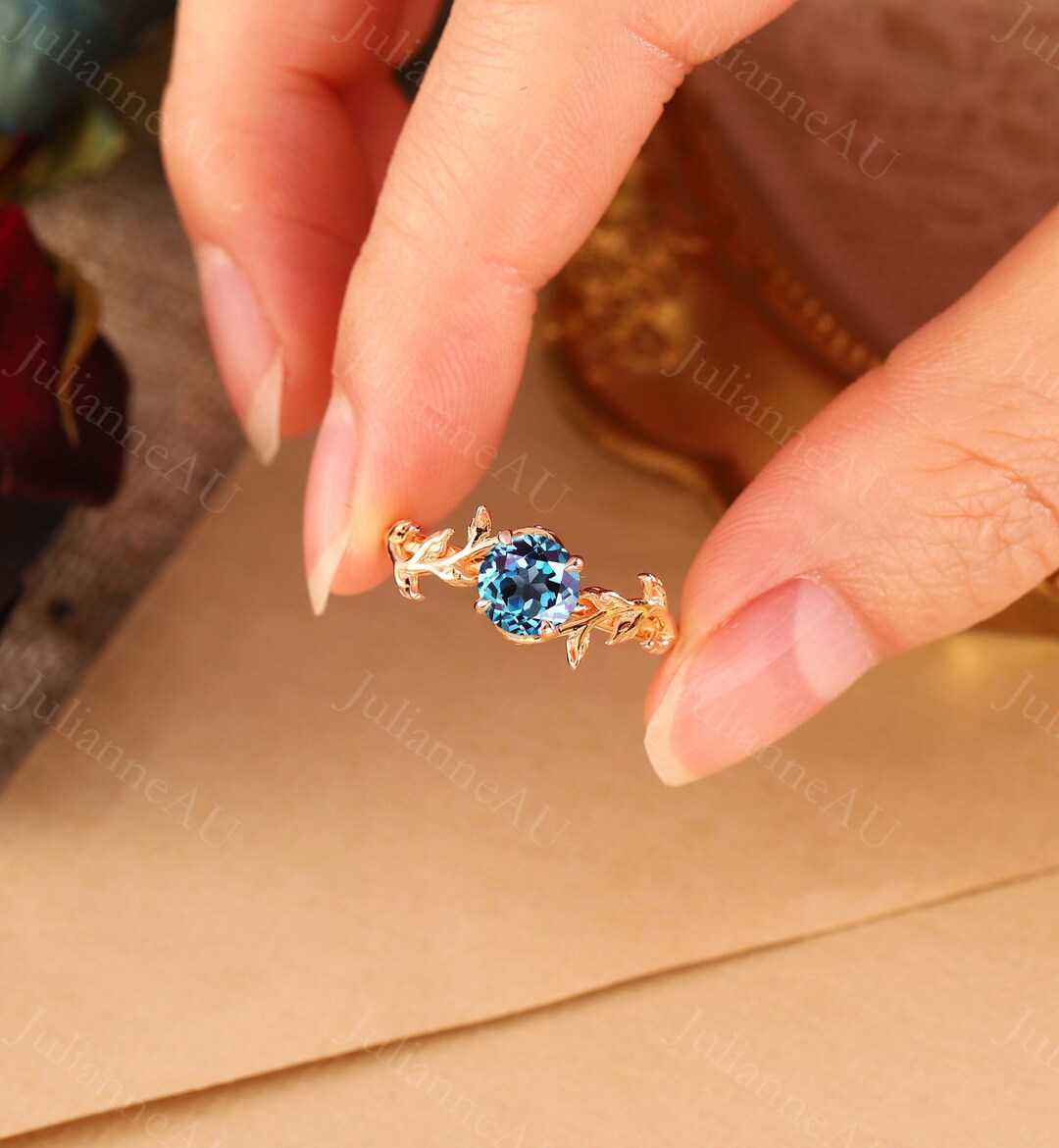 18K Olive Branch Leaf Ring14k Dainty Gold Ring Minimalist Daily Ring ...