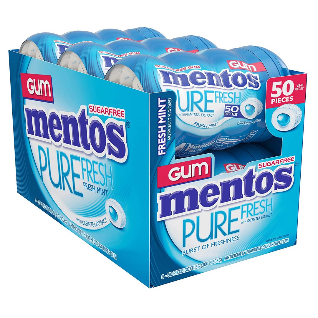 Mentos Pure Fresh Sugar-free Chewing Gum Fresh Mint With Xylitol 50 Ct ...