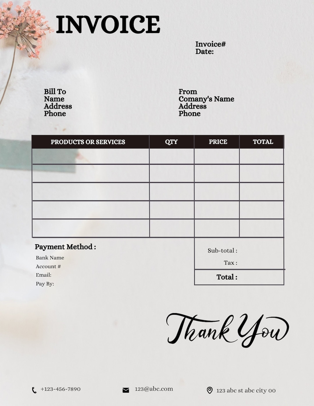 Invoice Template Digital Invoice Template Digital Template Invoice Form ...