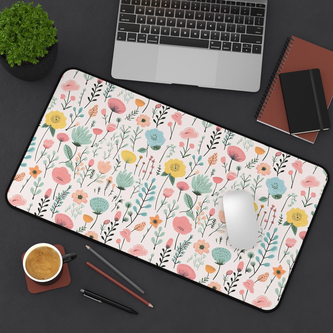 Botanical Floral Desk Pad, Office Decor Essential | XXL Mouse Pad ...