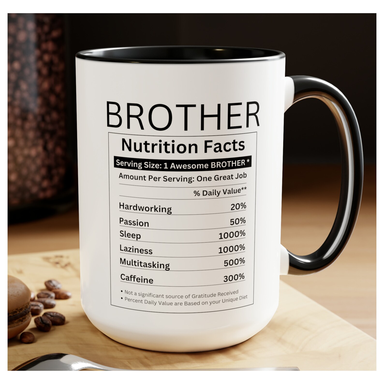 Brother Coffee Mug, Nutrition Fact Mugs for Brother, Funny Humor Gift ...