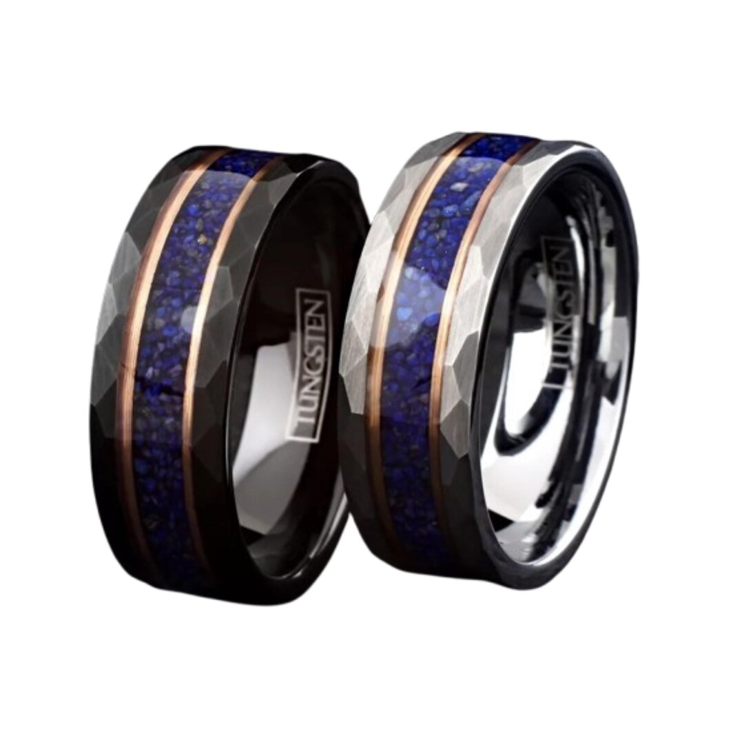 Tungsten Carbide Wedding Band for Men Black or Silver Rose Gold Plated ...