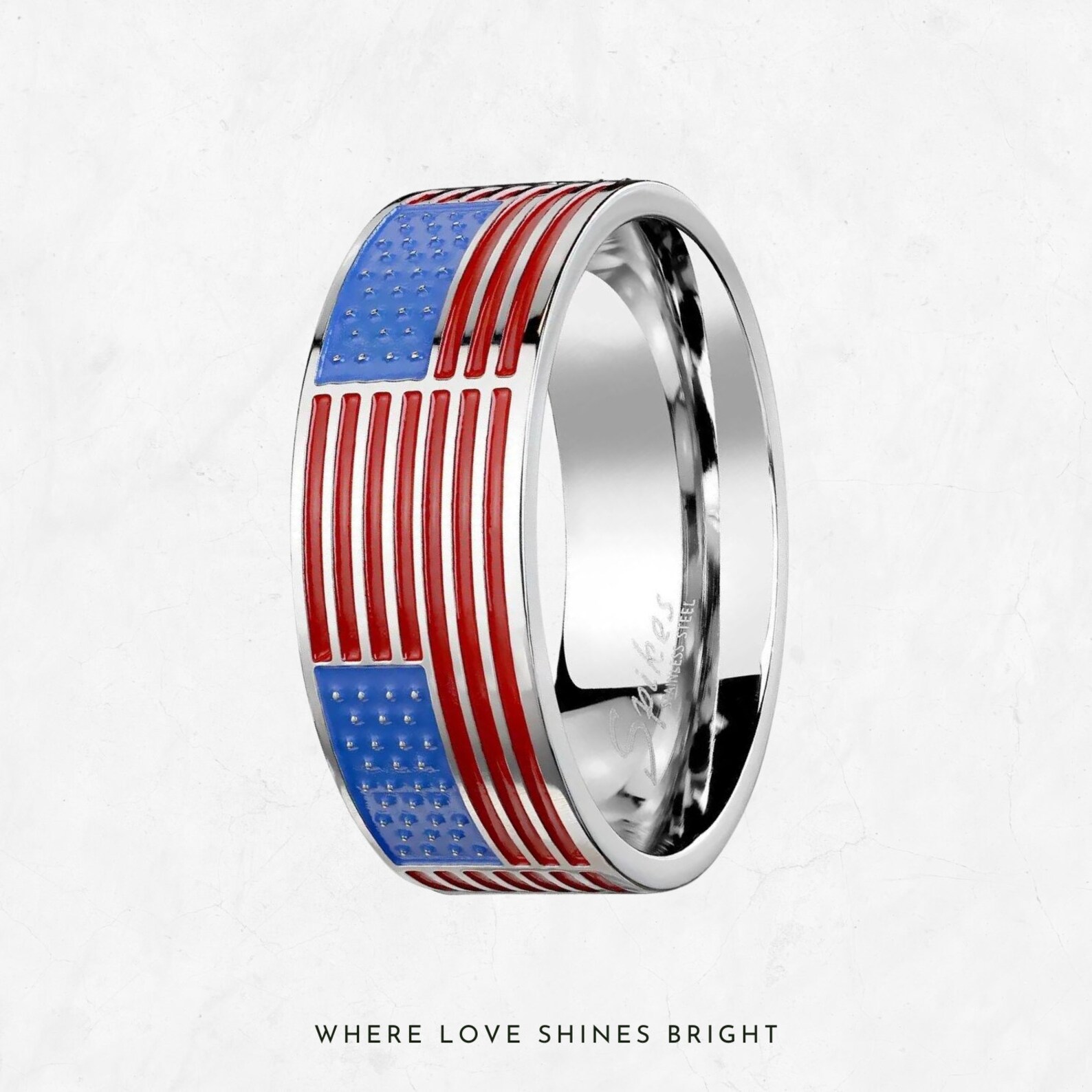 Stainless Steel Mens USA American Flag Ring Band American Flag Ring Men ...