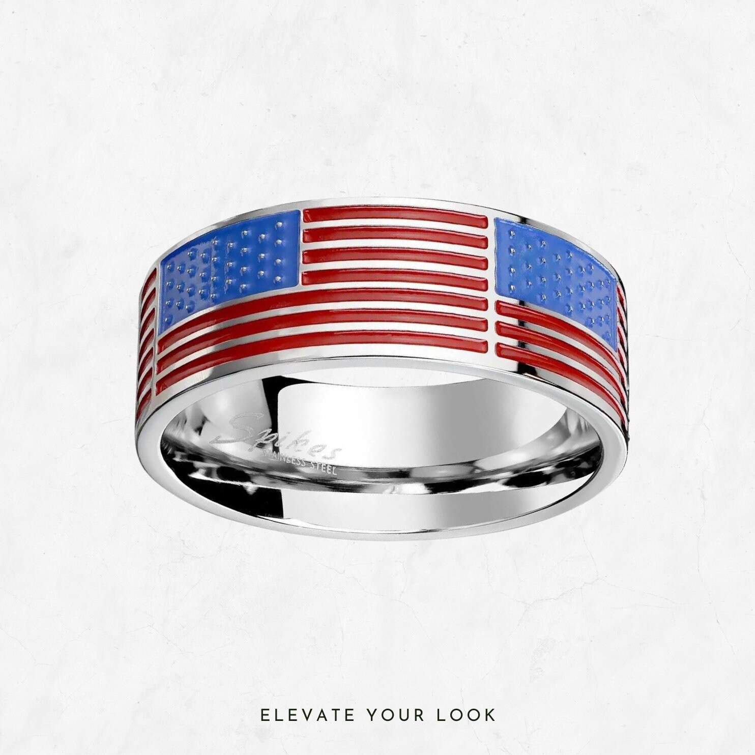 Stainless Steel Mens USA American Flag Ring Band American Flag Ring Men ...
