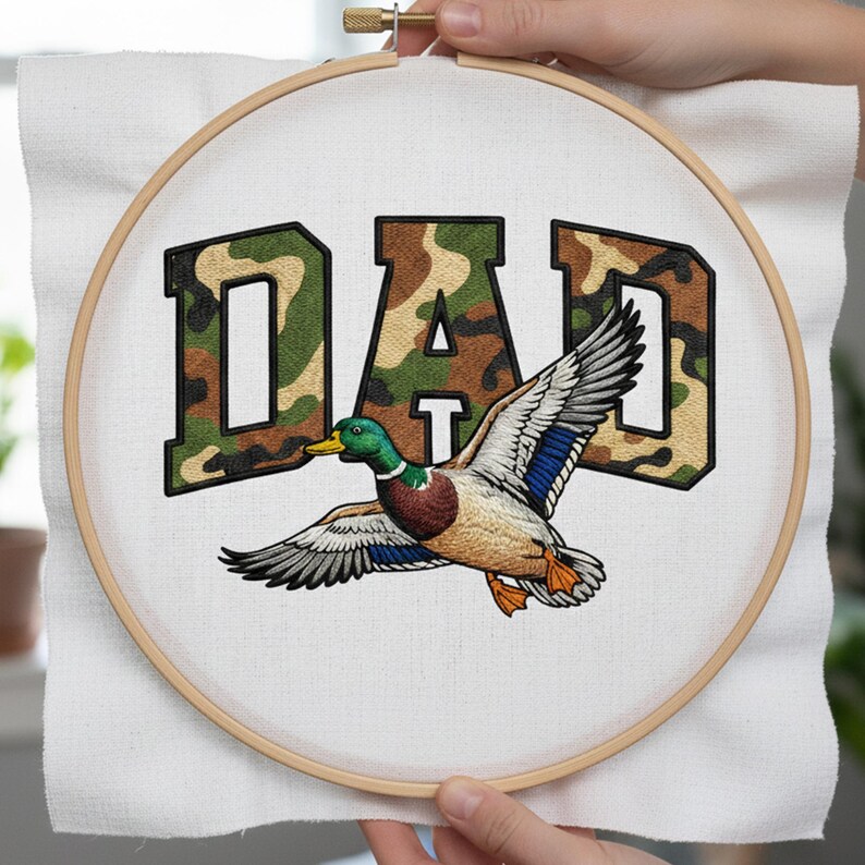 Duck Dad Embroidery Design | Camo Duck Hunter Mallard Father's Day ...