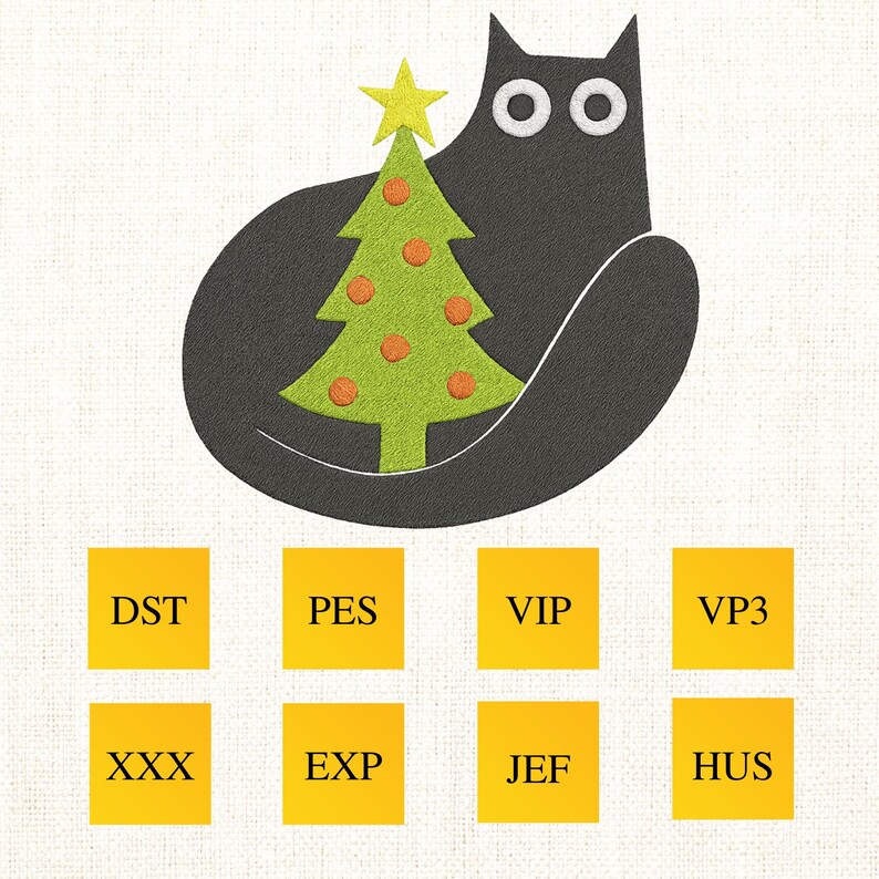 Christmas Cat Embroidery Design – Holiday Machine Embroidery File ...