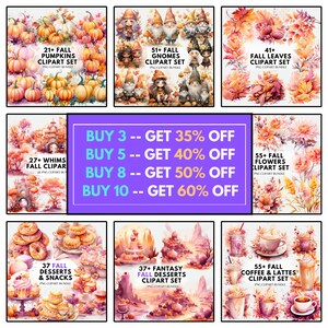 Fall Desserts Clipart PNG Bundle Cupcake PNG Watercolor Autumn Clipart ...