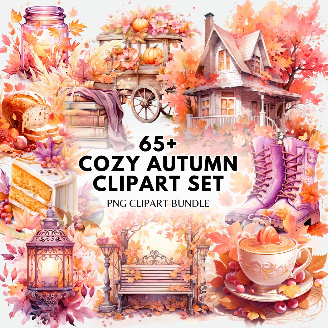 Cozy Autumn Watercolor Clipart Set Pumpkin PNG Sunflower Fall Harvest ...