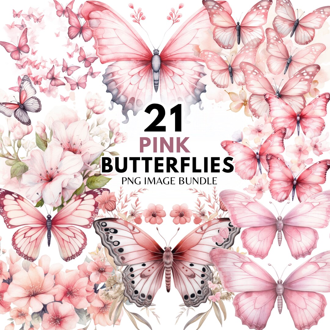 Pink Butterfly Clipart Watercolor Butterflies PNG Spring Clipart ...