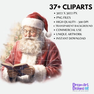 Watercolor Santa Claus Clipart Bundle Christmas PNG Classic Christmas ...