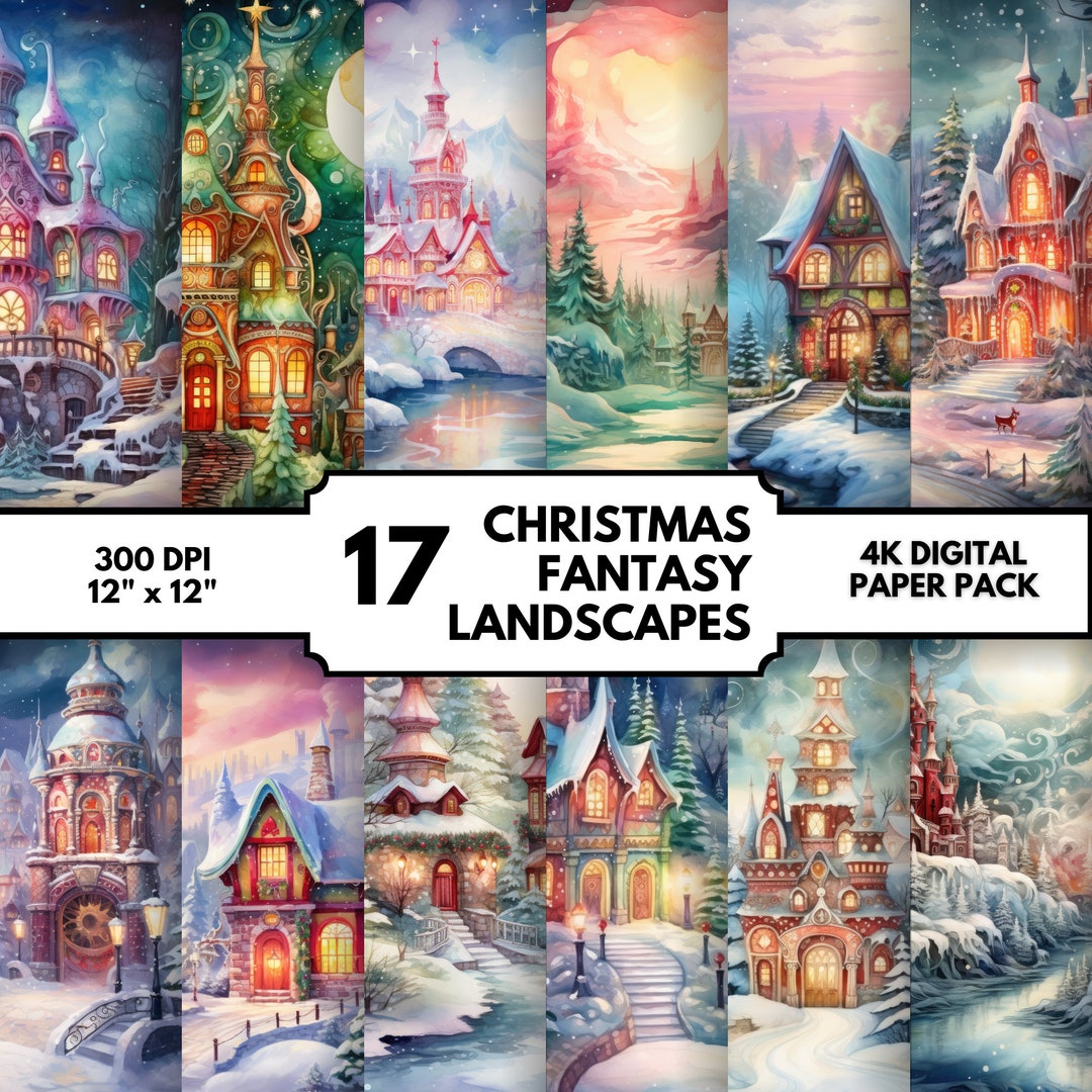 Printable Watercolor Christmas Digital Paper PNG Watercolor Winter ...