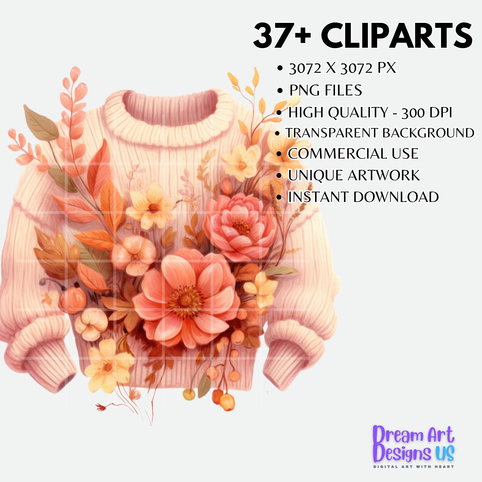 Autumn Sweater Clipart Bundle Sweater Weather PNG Fall Clothes ...