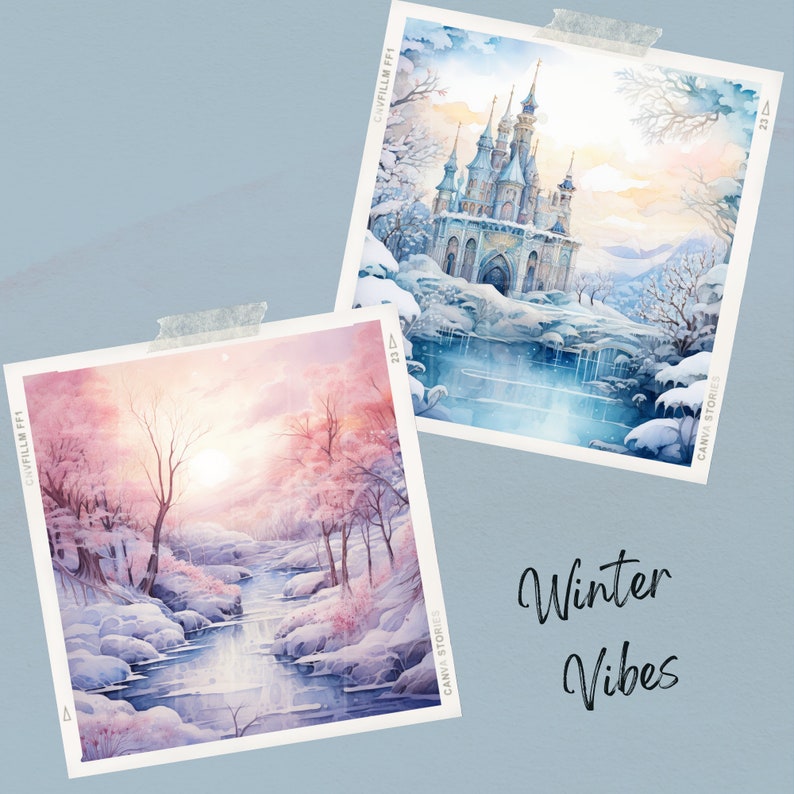 Printable Watercolor Winter Digital Paper PNG Winter Wonderland ...