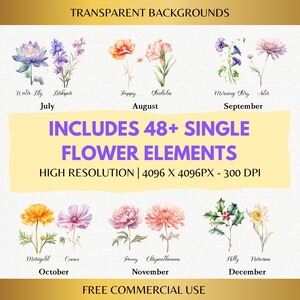 DIY Birth Month Flower Print Creator Kit, Watercolor Birth Month ...