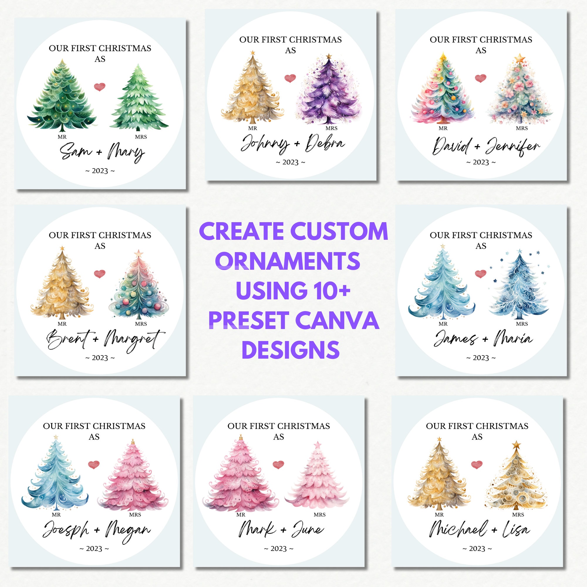 Canva Template DIY Christmas Ornaments, DIY Couple Christmas Ornament ...