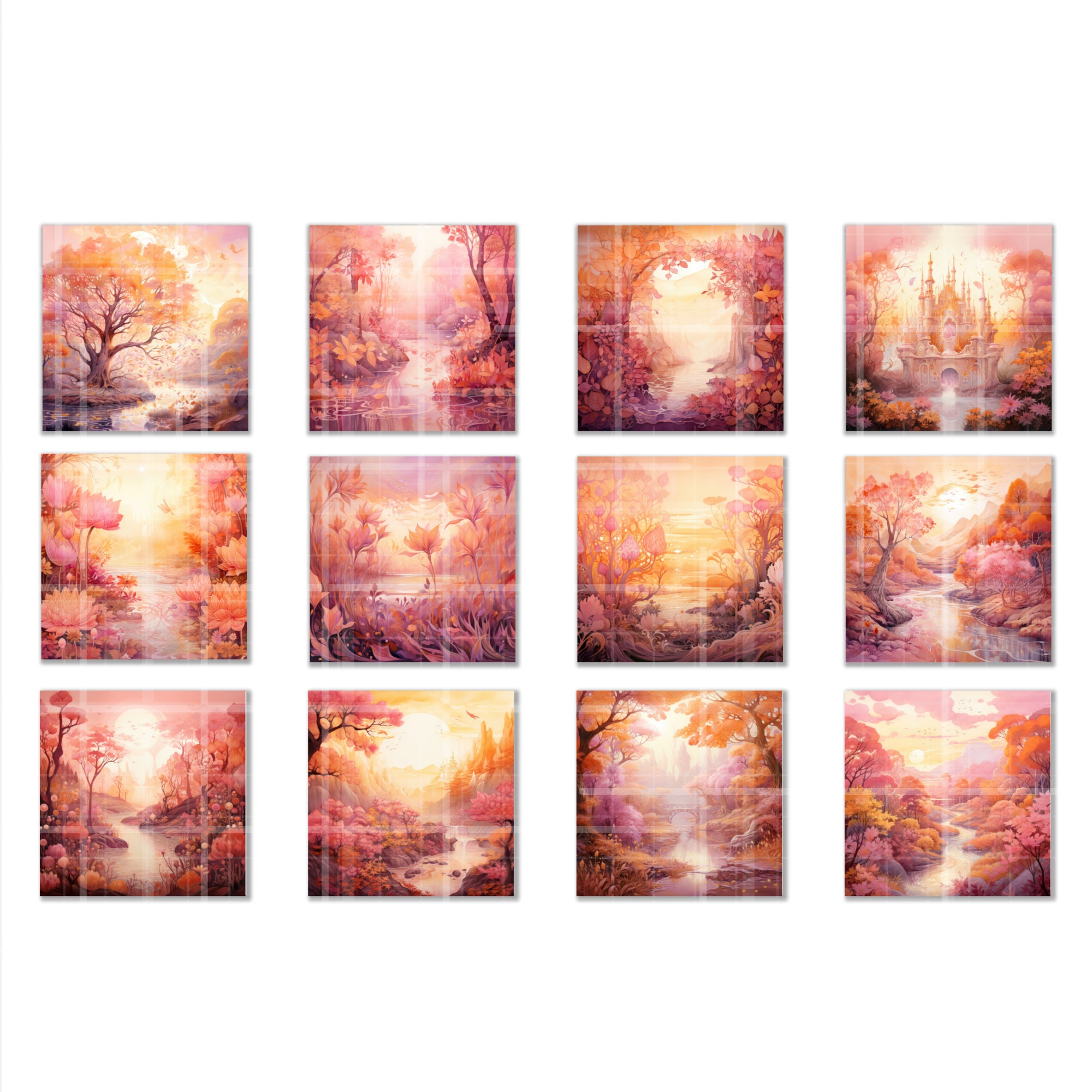 Printable Watercolor Landscape Digital Paper Mega Bundle PNG - Etsy