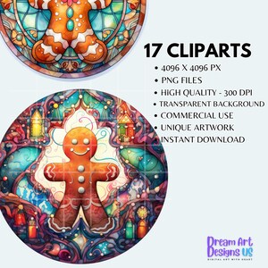 Gingerbread Man Stained Glass Clipart High-quality PNG Digital Download ...