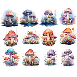 Watercolor Mushroom Clipart PNG Watercolor Forest Art Magical Mystical ...