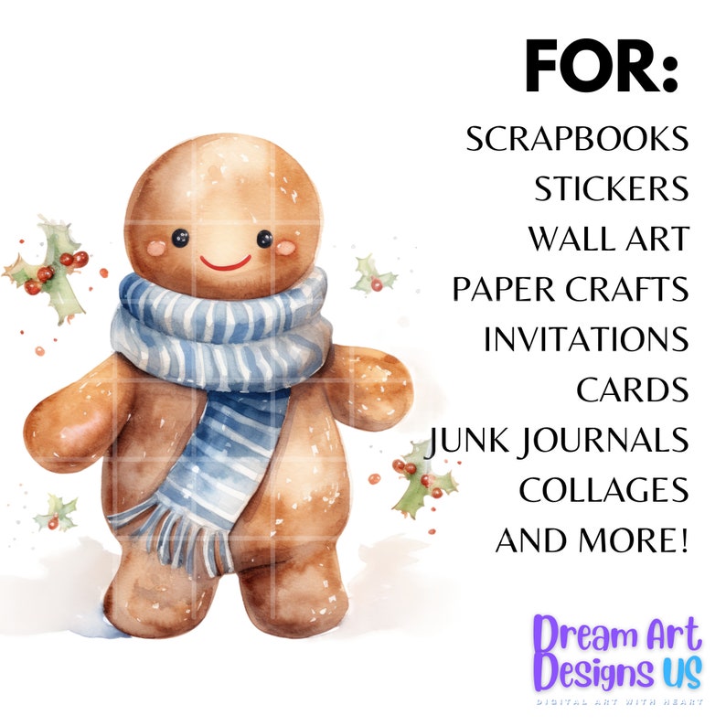 Watercolor Gingerbread Man Clipart Christmas PNG Bundle Digital ...