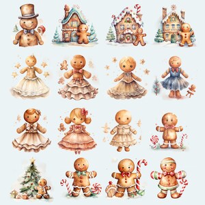 Watercolor Gingerbread Man Clipart Christmas PNG Bundle Digital ...