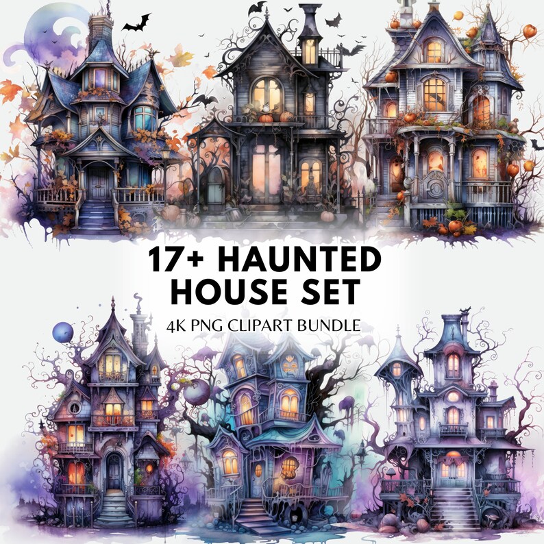 Halloween Haunted House PNG Clipart Bundle Happy Halloween - Etsy