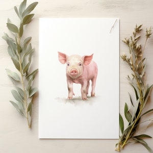 Pink Farm Animals Clipart Farm Animal Watercolor PNG Animal Sticker ...