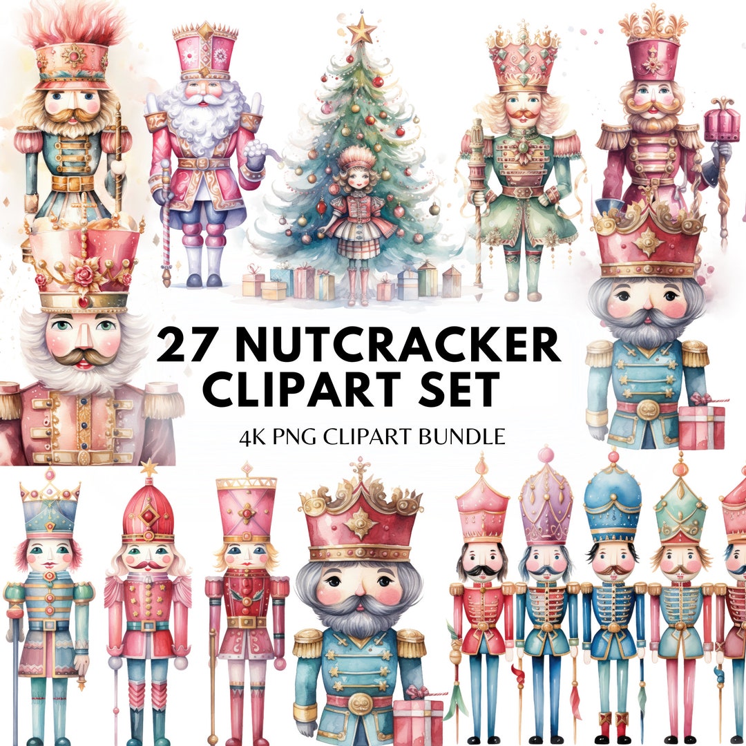 Watercolor Christmas Nutcracker Clipart - Pastel Holiday Graphics PNG ...