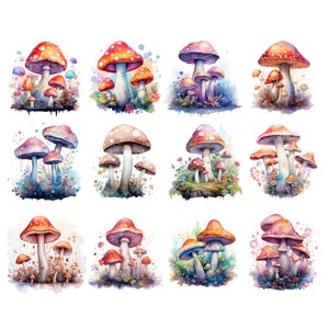 Watercolor Mushroom Clipart PNG Watercolor Forest Art Magical Mystical ...