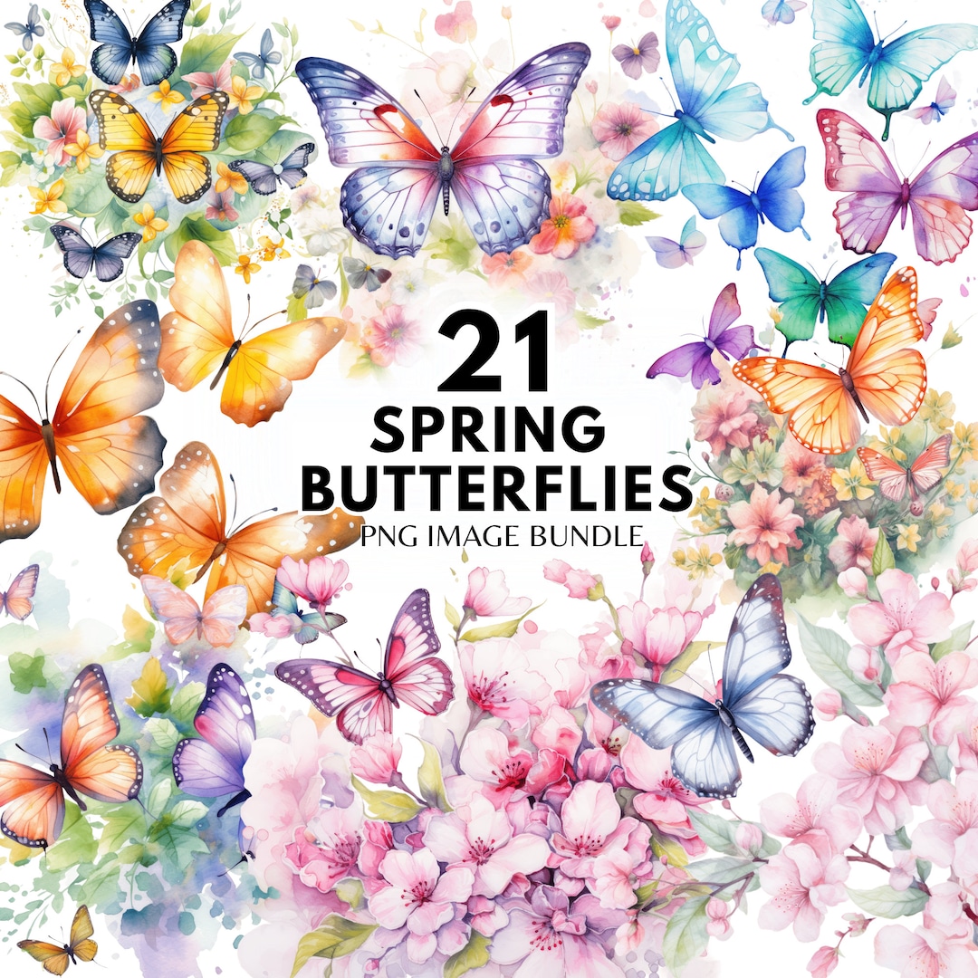 Spring Butterfly Clipart Watercolor Butterflies PNG Spring Clipart ...