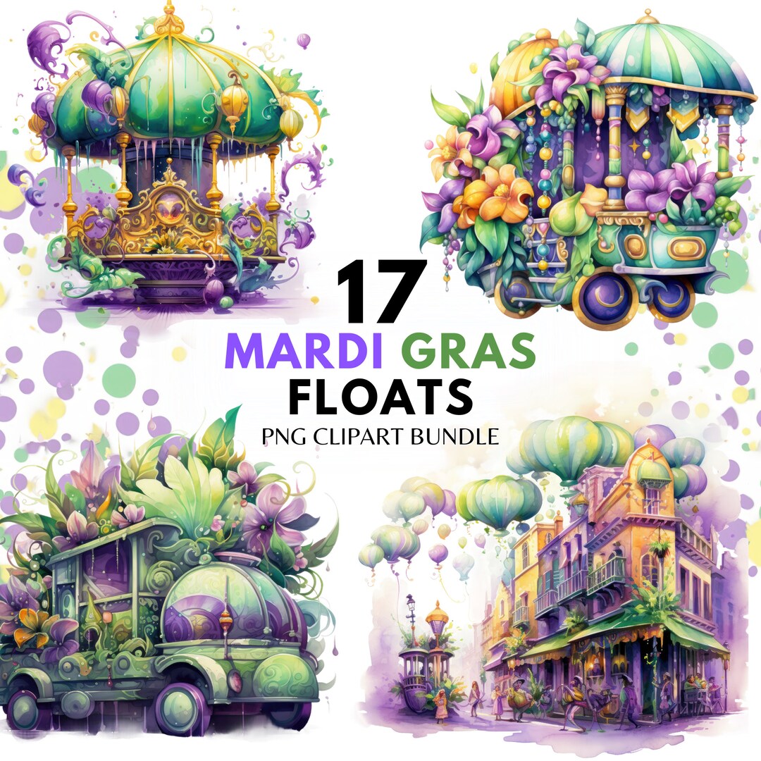 Watercolor Mardi Gras Clipart PNG Bundle Carnival Clipart Masquerade ...