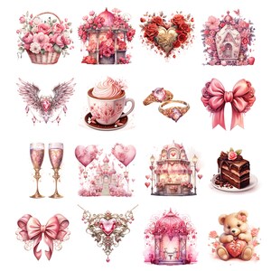 Watercolor Valentines Day Clipart PNG Valentine Clipart Sweets Bundle ...